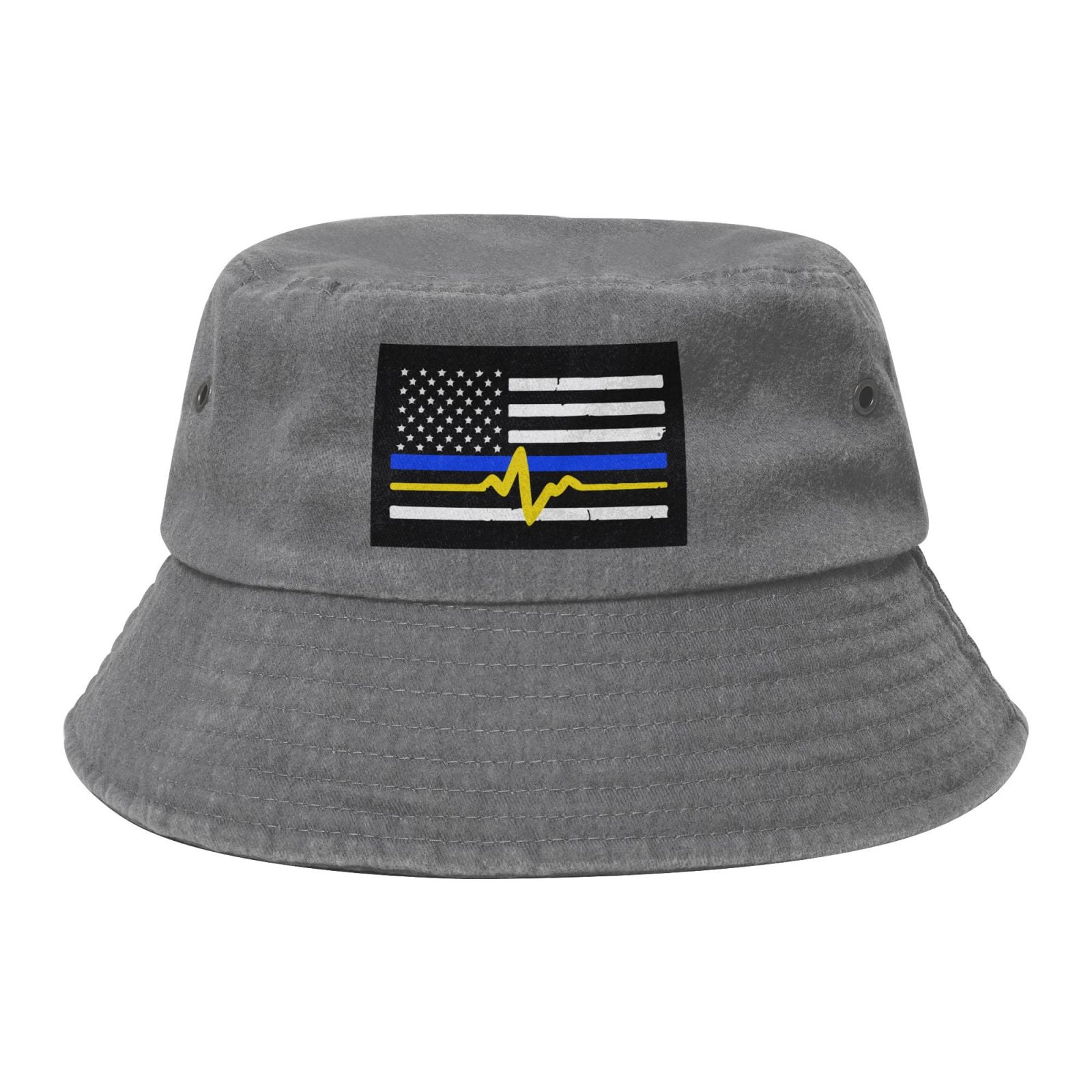 911 Dispatcher - Thin Blue Gold Line Flag Washed Bucket Hat For Men ...