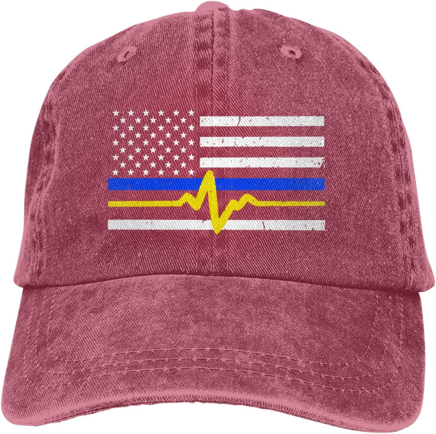 911 Dispatcher Thin Blue Gold Line Hat Distressed Cotton Washed ...