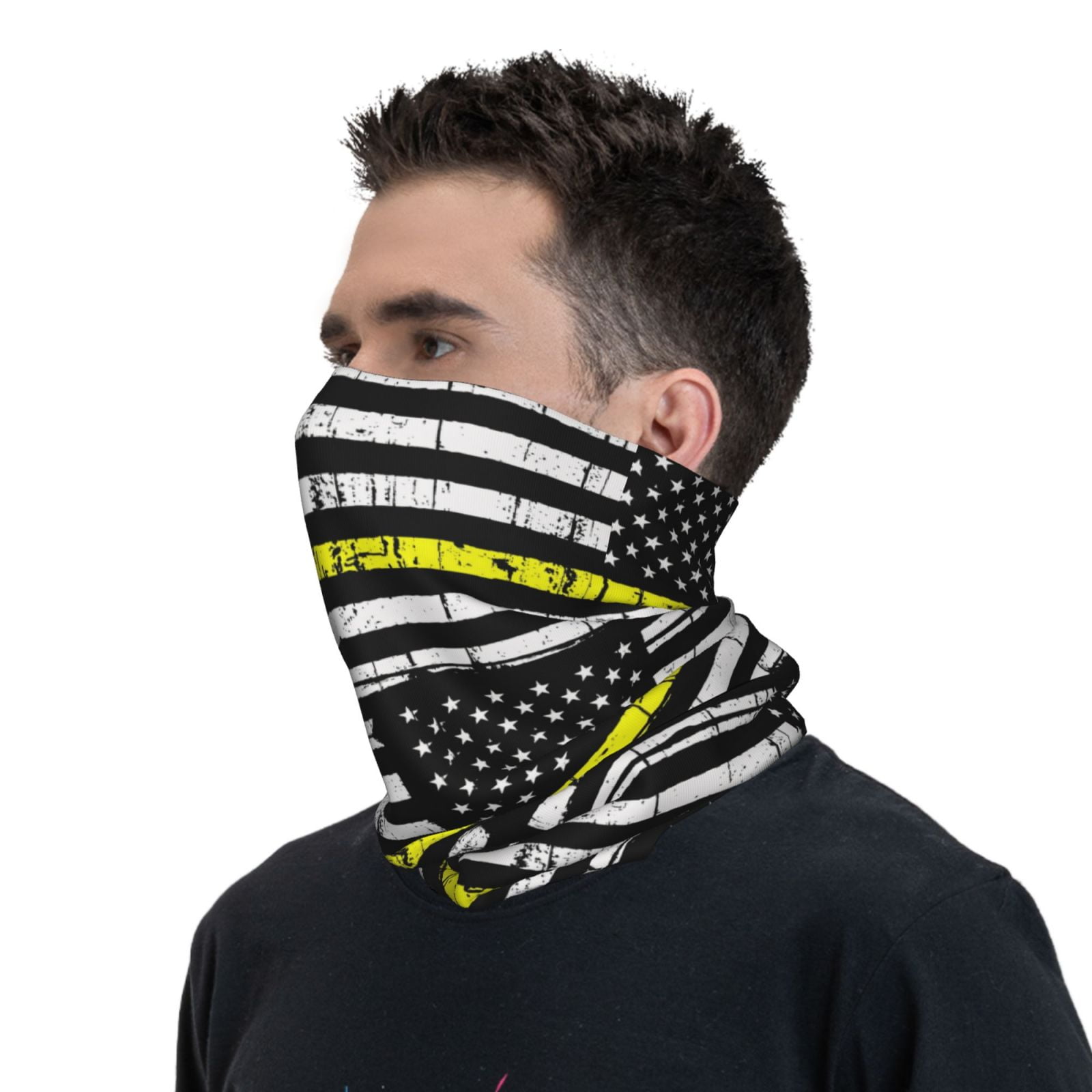 911 Dispatcher Thin Gold Line Flag Neck Gaiter Elastic Balaclavas Face ...
