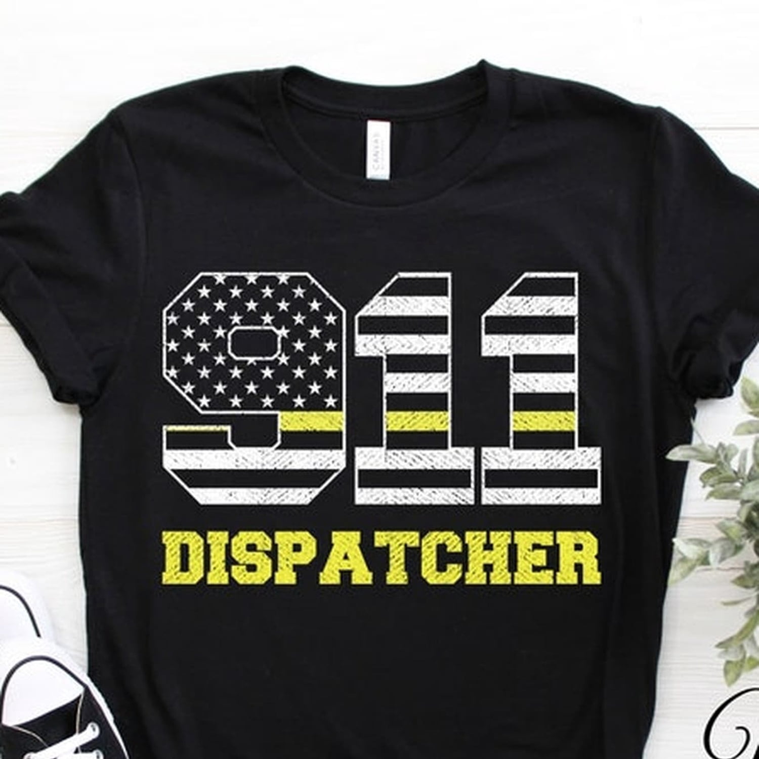 911 Dispatcher Thin Yellow Line Dispatch Funny T-Shirt, Vintage USA ...