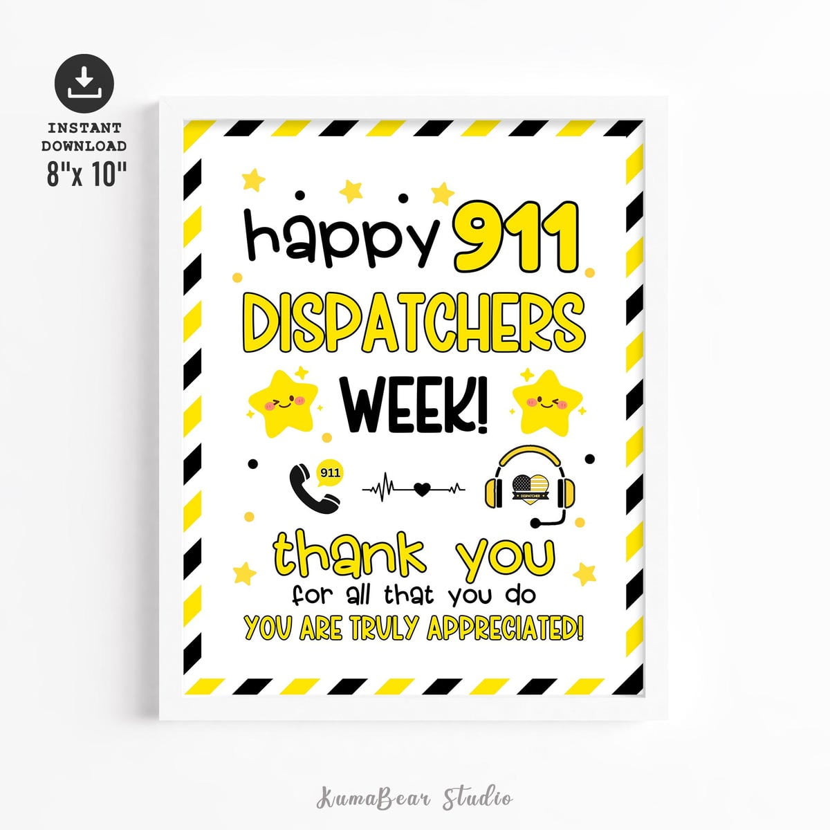 911 Dispatcher Week Sign Printable, Dispatcher Week Appreciation Poster ...