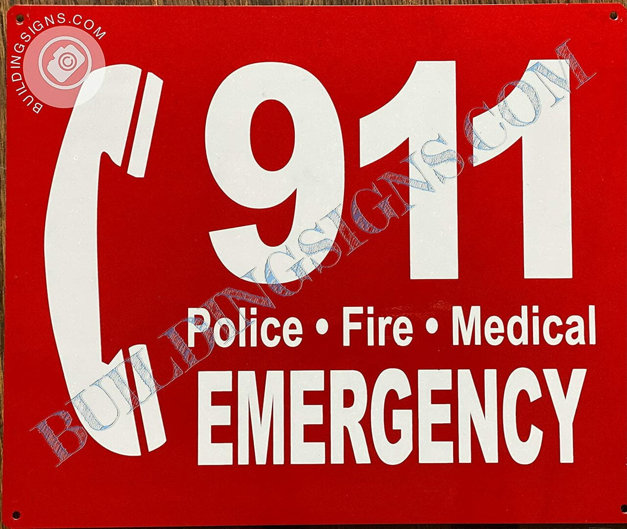 911 Emergency Sign (RED Reflective, Aluminium 10X12,Rust Free) (ref ...