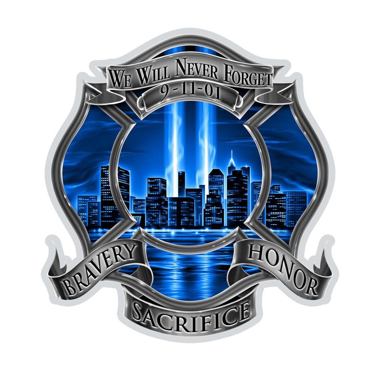911 Firefighter Blue Skies We Will Never Forget Firefighter White vinyl ...