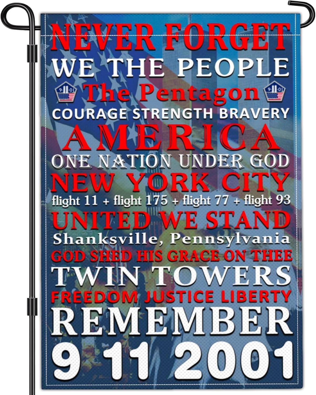 911 Garden Flag We Will Never Forget 9/11 Garden Flag Patriotic ...