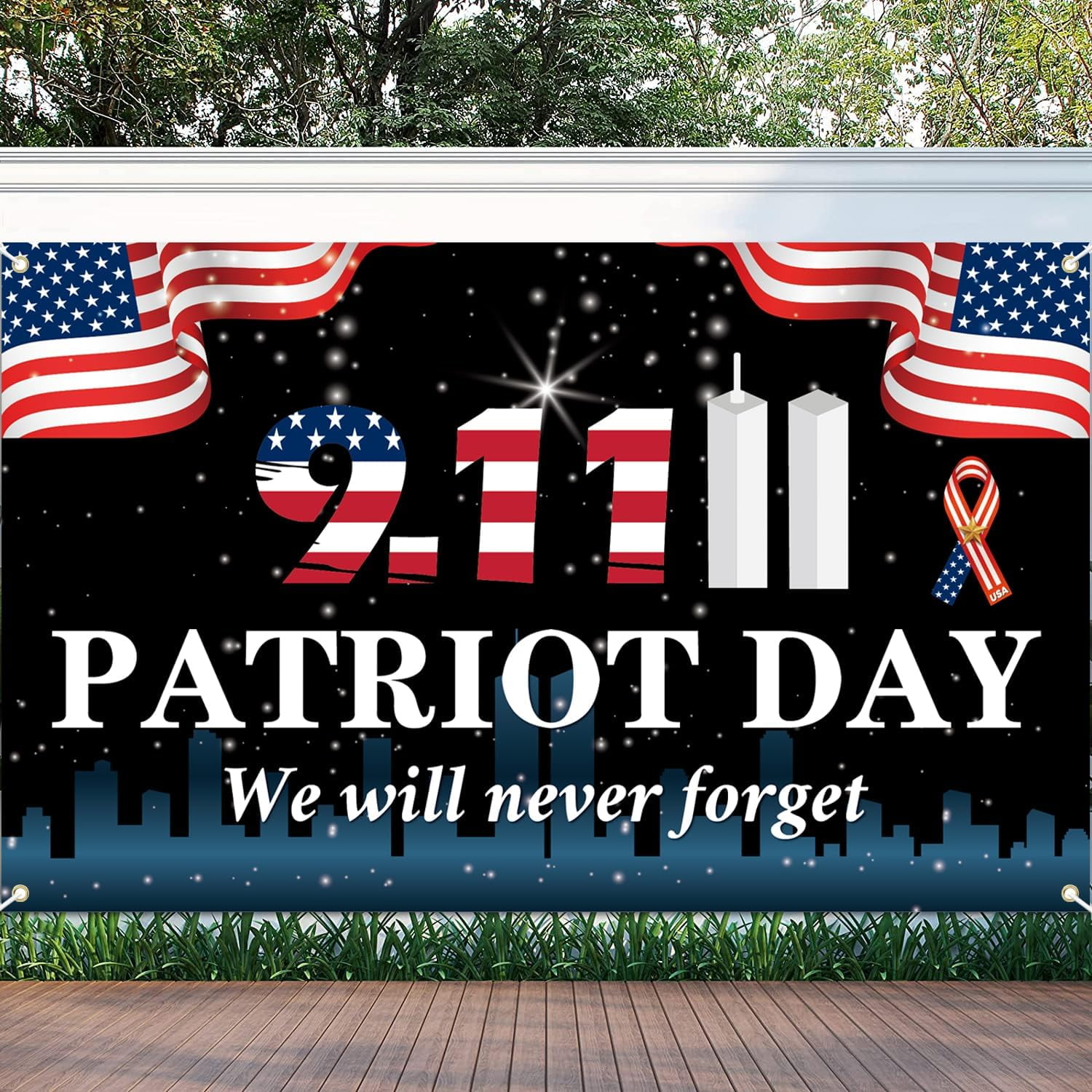 911 Never Forget Banner, Patriot Day Banner, 911 Patriot Day Flag, 911 ...