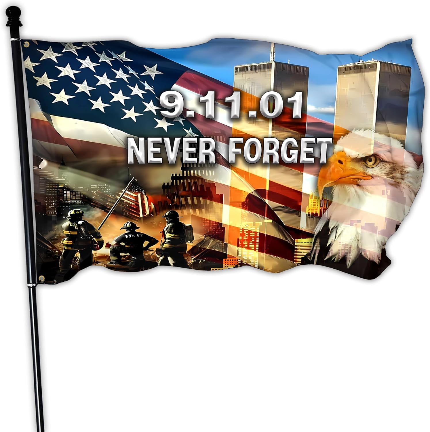 911 Never Forget Flag Outdoor American Remember 9/11 American Patriotic ...