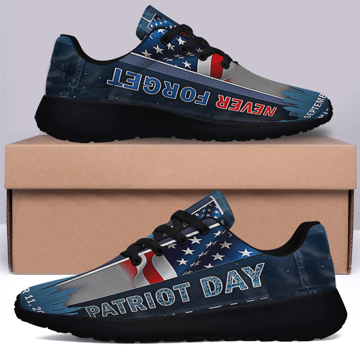911 Patriot Day Never Forget September 11 Memorial Shoes Sneakers Black ...