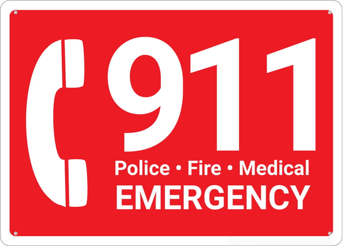 911 Police Fire Medical Emergency Sign 8"X12" Rust Free Aluminum Signs ...