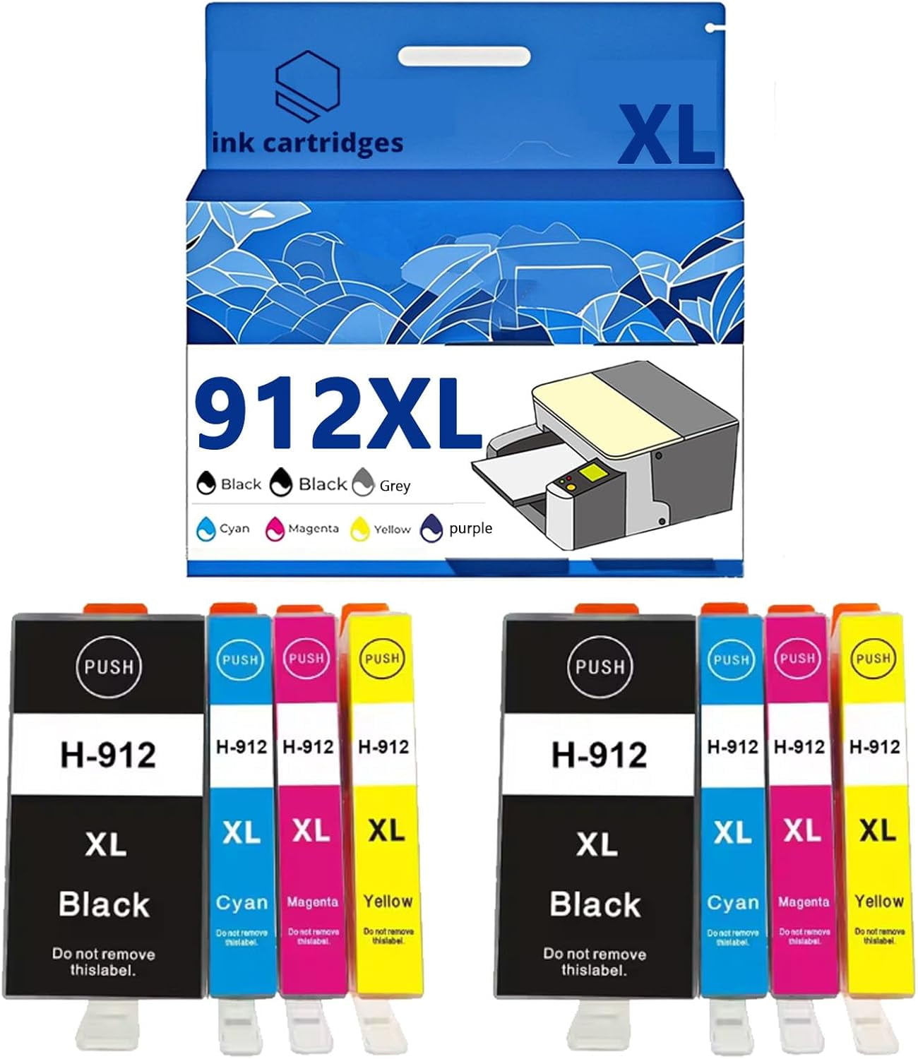 912XL 912 Ink Cartridges Compatible for HP 8012 8014 8015 8017 8022 8023 8024 8025 Inkjet ...