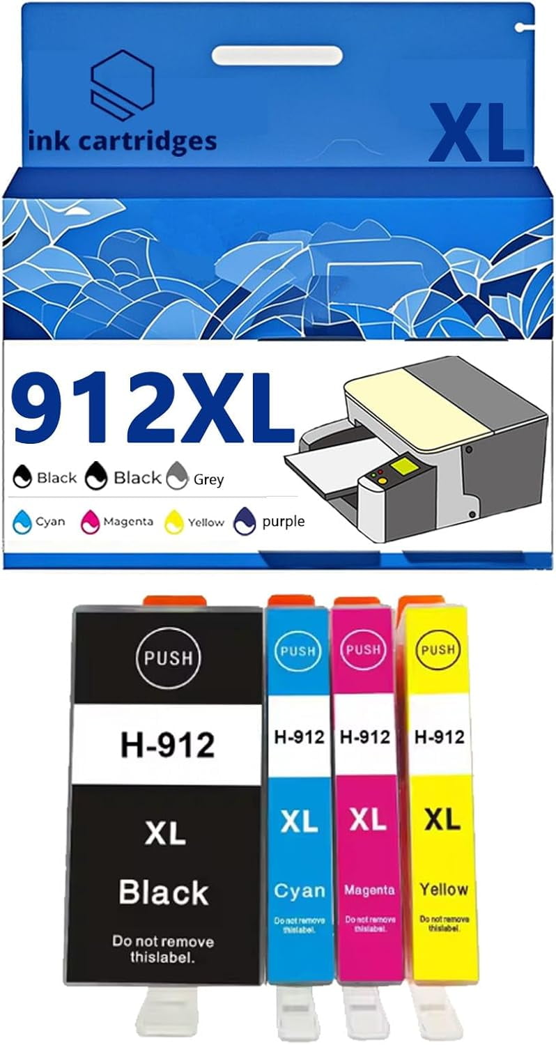 912XL 912 Ink Cartridges Compatible for HP 8012 8014 8015 8017 8022 ...