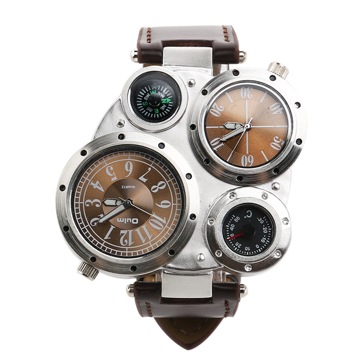 9145 Retro Style Men's Dual Quartz Sports Wrist Watch with PU Band ...