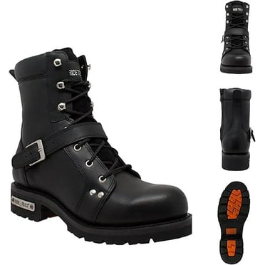 "Men's Genuine Leather Engineer Motorcycle Boots, 12"" Biker Style ...