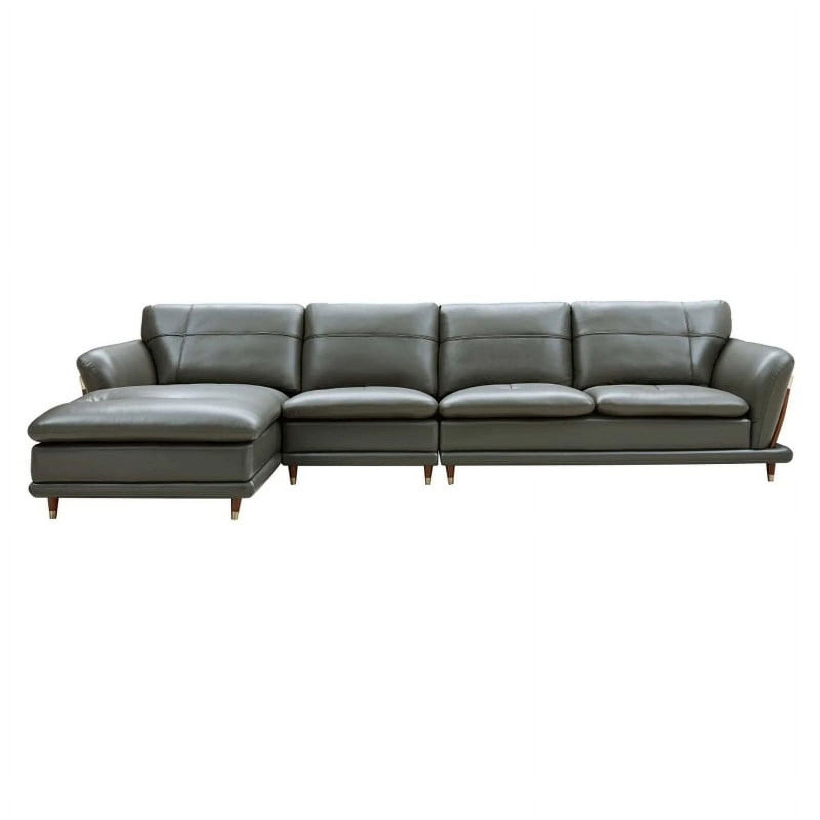 9180 Leather Modern Sectional Sofa in Gray-Green, Left Facing Chaise ...