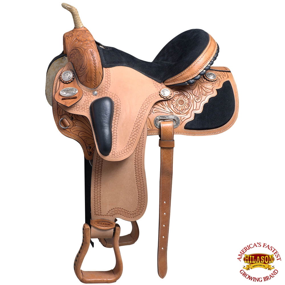 91HS HILASON Western Horse Saddle American Leather Flex Trail Barrel ...
