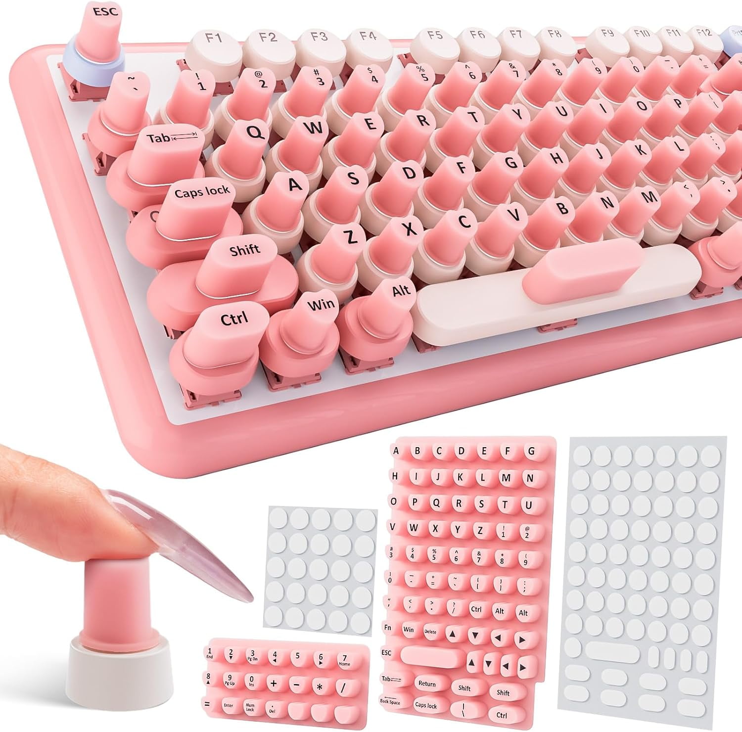 91PCS Long Nails Keyboard Stickers, Self-Adhesive Keyboard Bubbles for ...