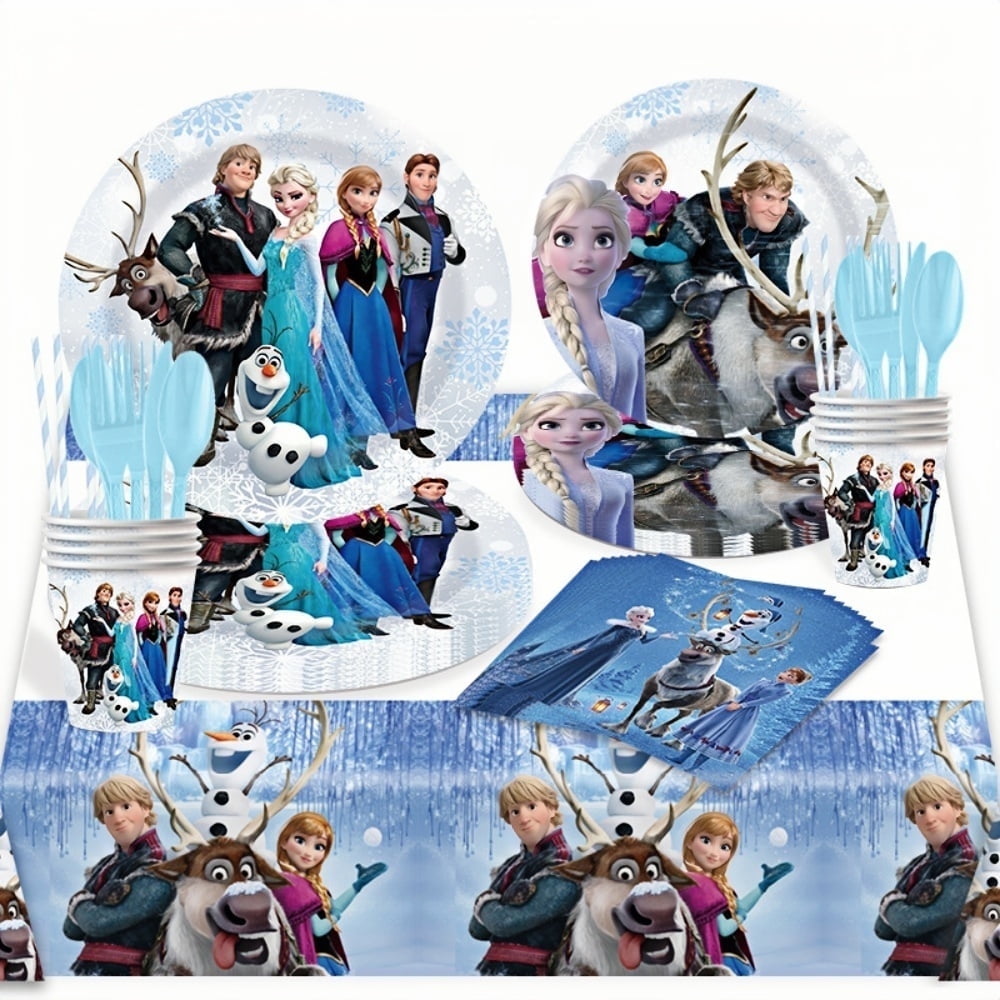 91PCS Snow Elsa Cartoon Design Disposable Tableware Kit for Anime ...