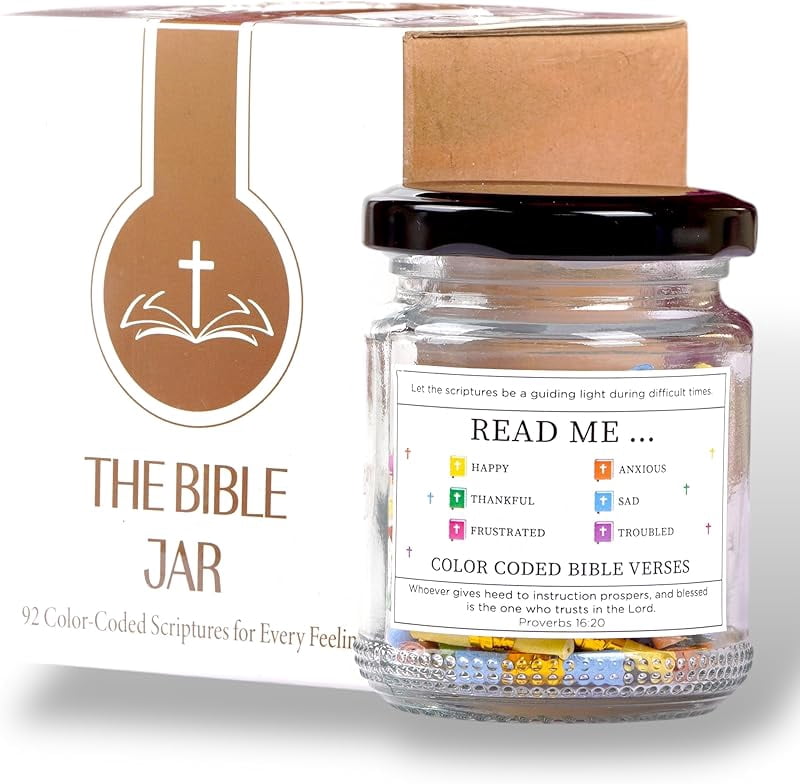 92 Color Coded Bible Verses in a Jar, Christian Gifts for Women and Men ...