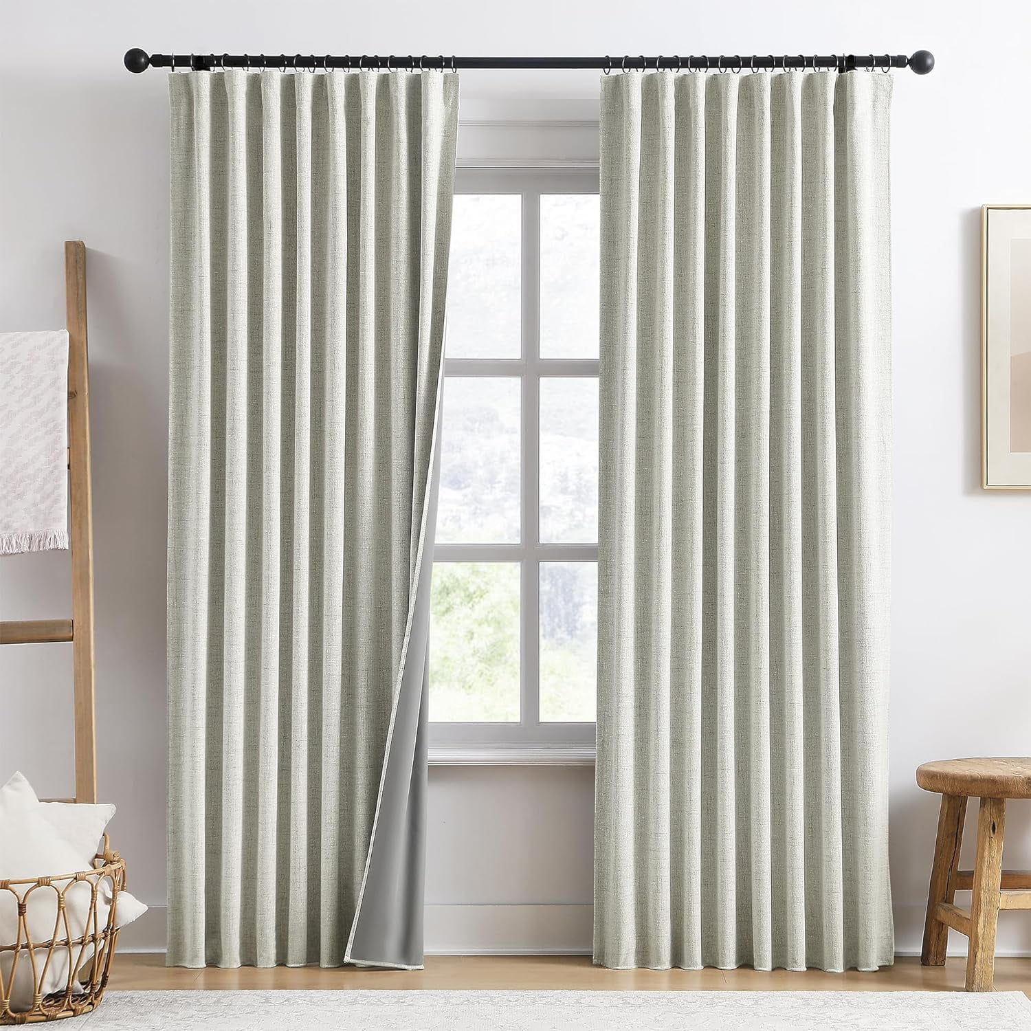 92 Inch Long Curtains 2 Panels,Back Tab Hook Belt with Hooks,Modern ...