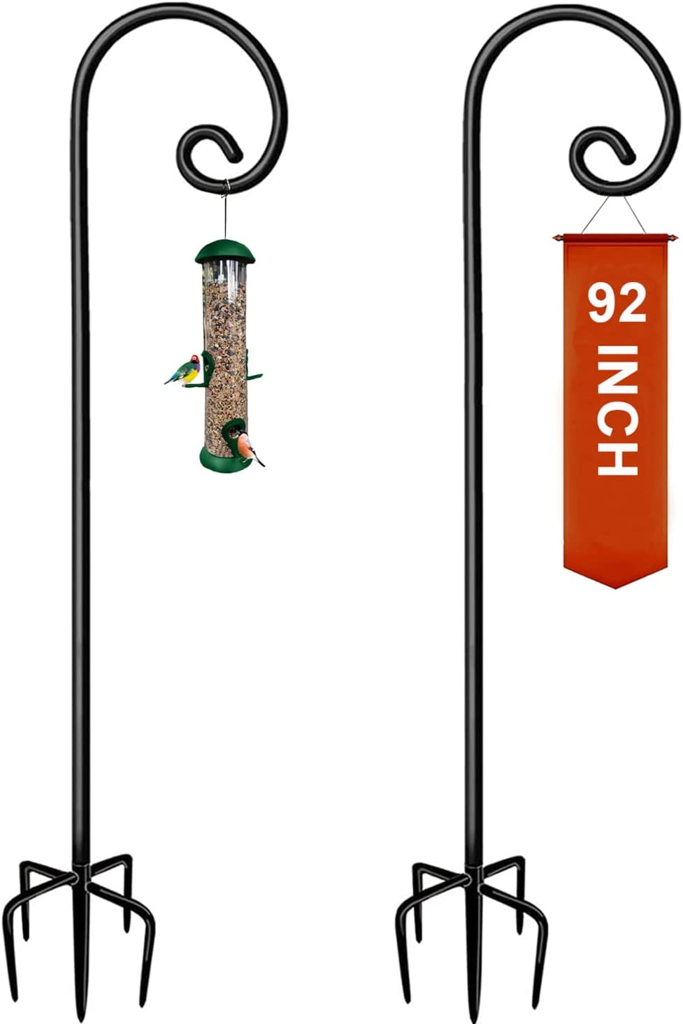 92 Inch Outdoor Shepherd Hook for Hanging Plant, Adjustable Heavy Duty ...