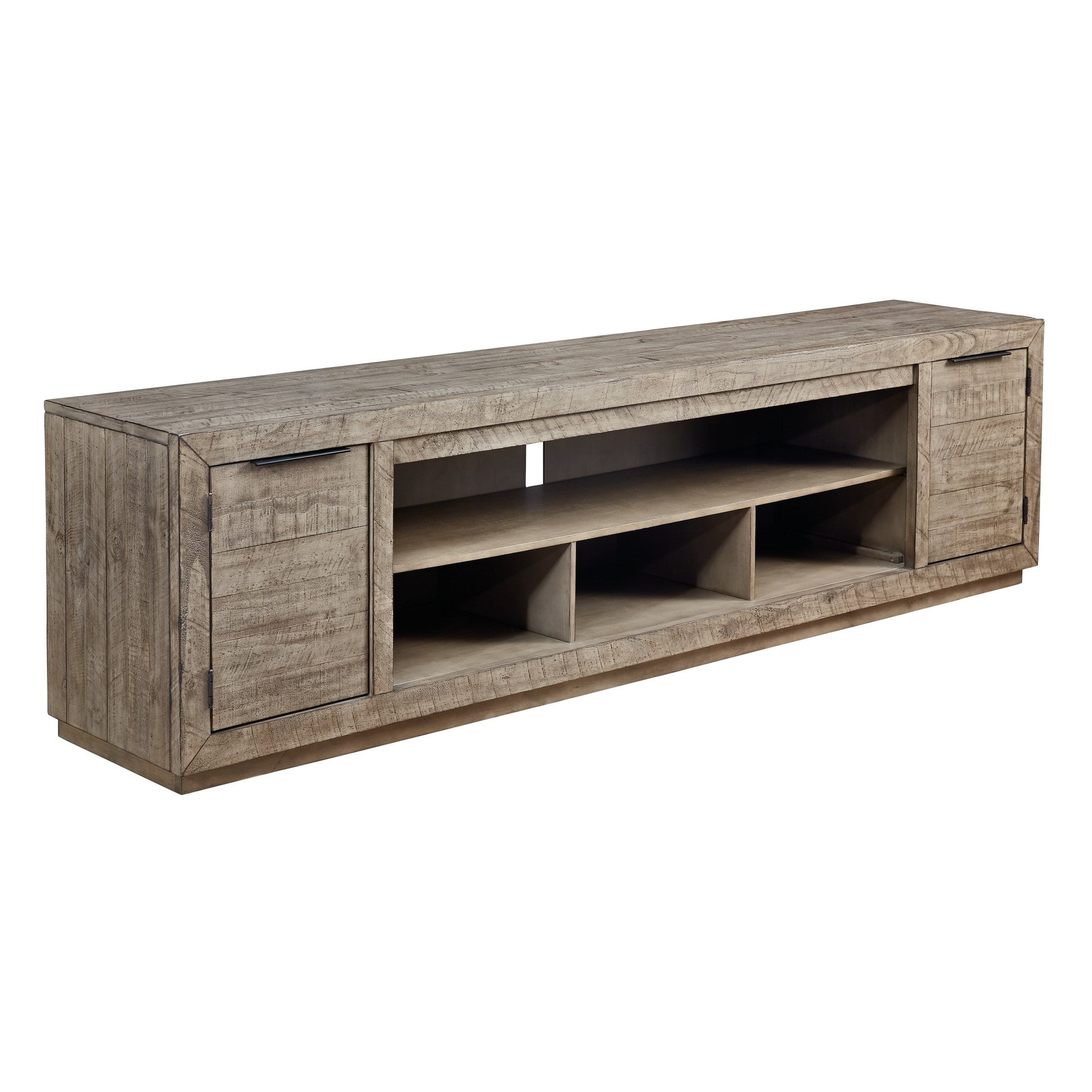 92 Inch Rustic Wood TV Entertainment Console, Low Profile, Brown ...