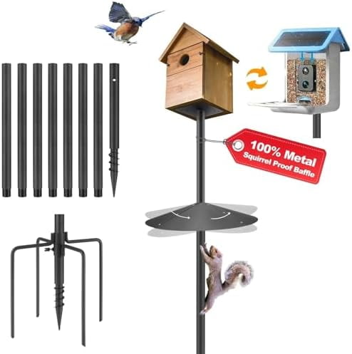 92 Inch Smart Bird Feeder Pole with Auger Anchor for Outdoor, Heavy ...
