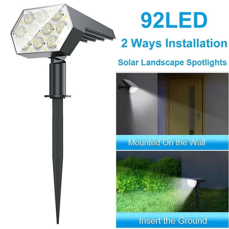 92 LED Solar Landscape Spotlights - 3 Brightness Modes, 2-Way ...