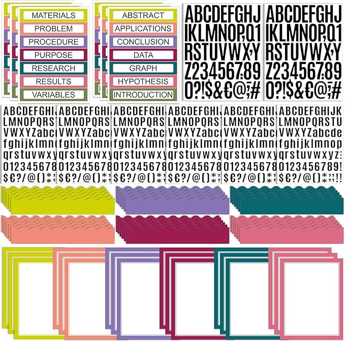 92 Pcs Science Fair Board Supplies 60 Trim Scalloped Bulletin Borders ...