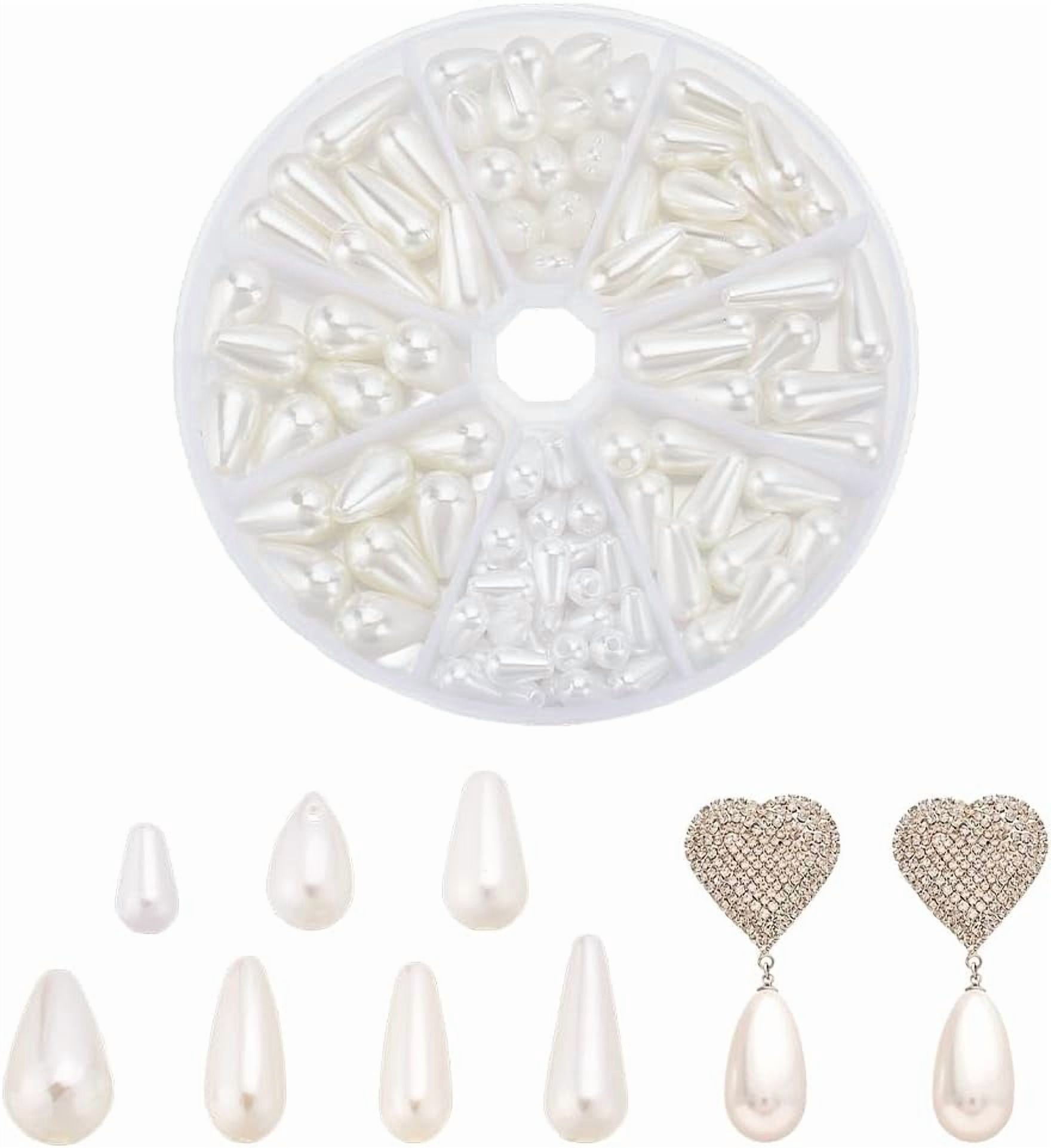 92 Pcs Tear Drop Pearl Beads 8 Styles Creamy White Teardrop Shape Beads ...