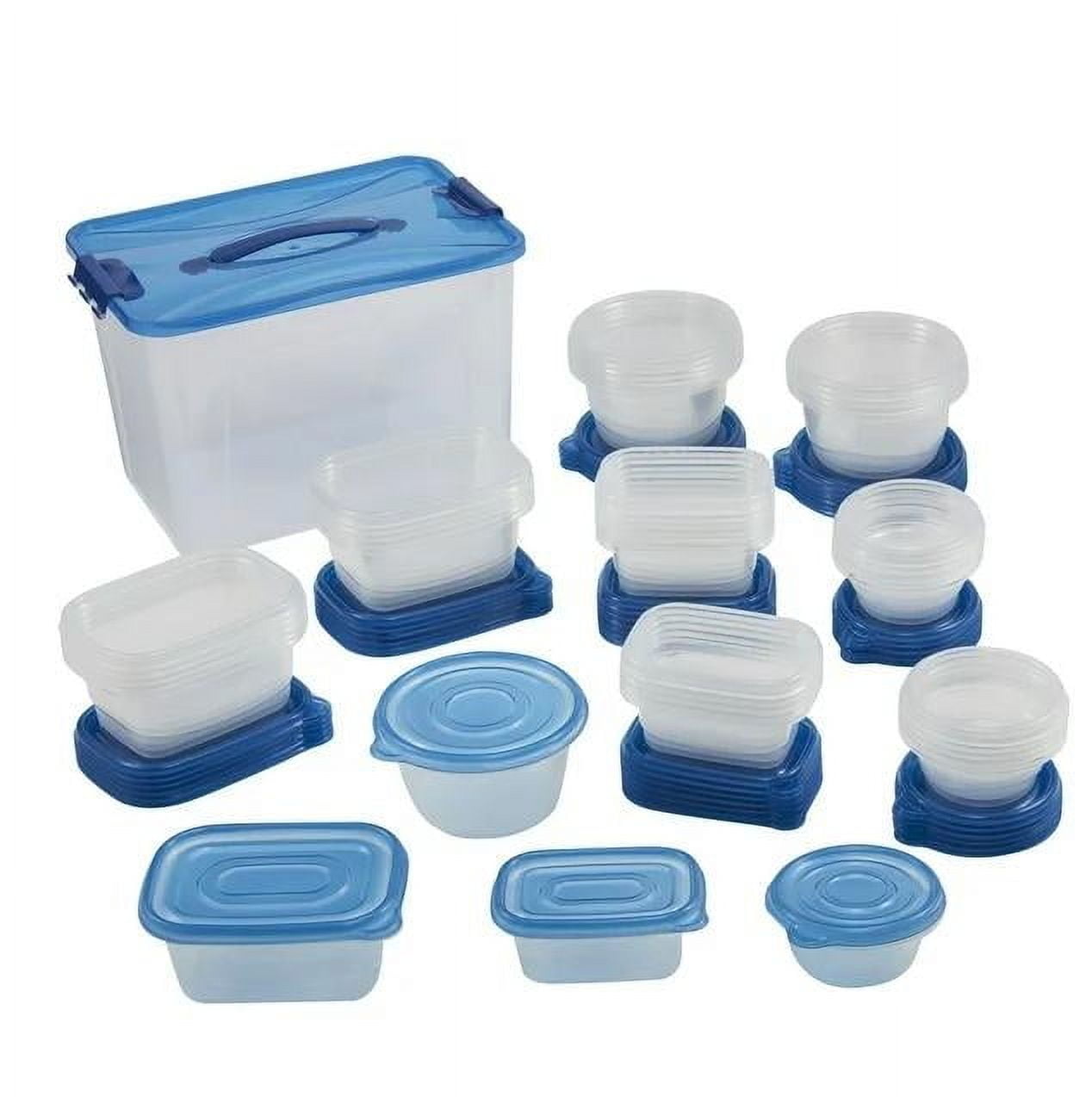 92 Piece Food Storage Variety Set with Blue Lids, Dishwasher Safe, BPA ...