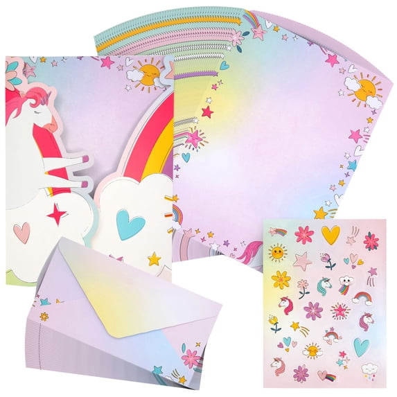 Pipilo Press Unicorn Stationery Set, 92 pcs, Sheets, Envelopes ...