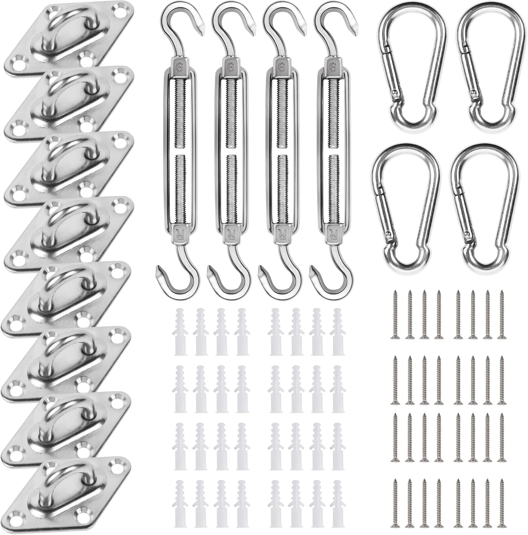 92 Pieces Shade Sail Hardware Kit Rust-Proof Shade Hardware Kit for ...