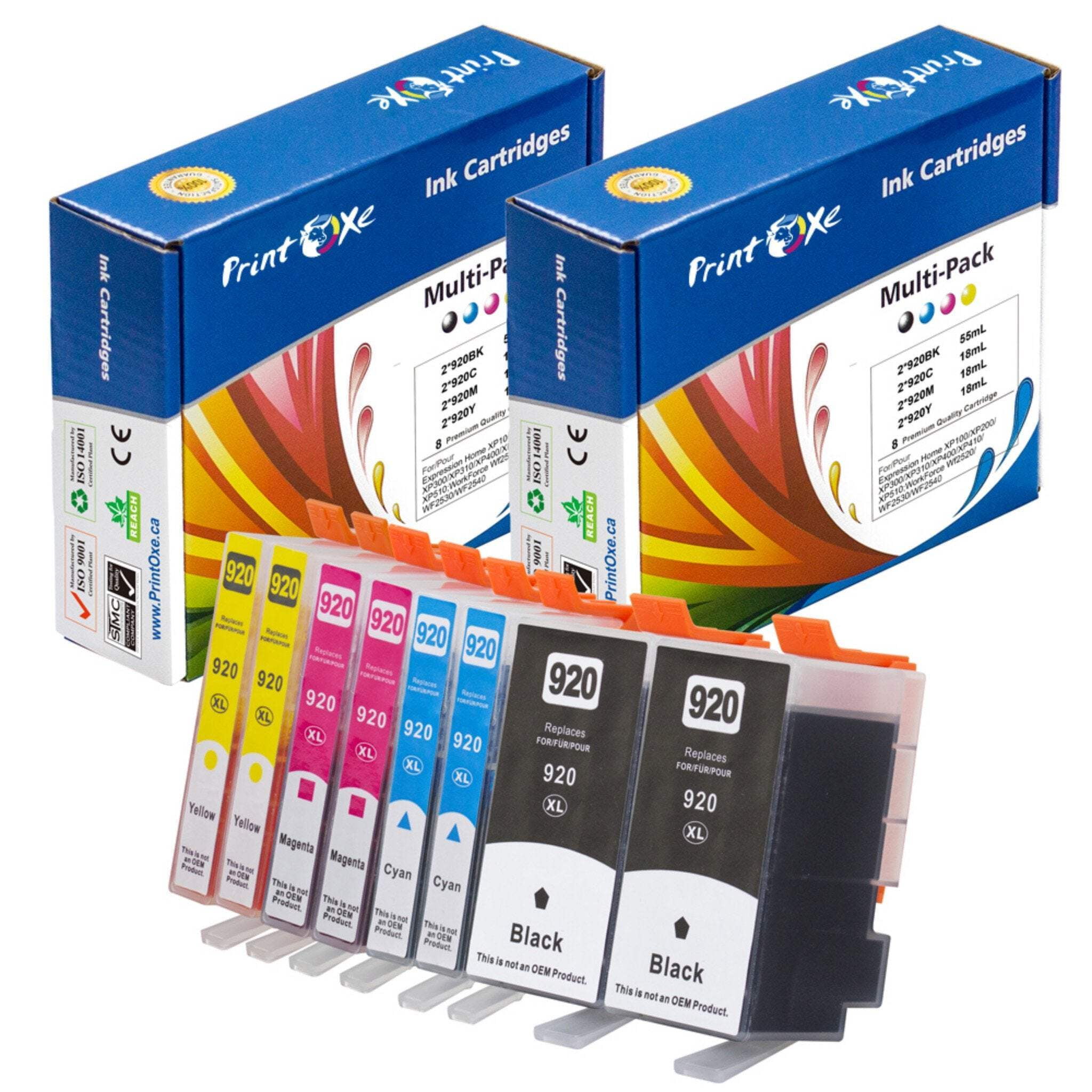 920XL 8 Ink Cartridges 2 Sets 920 Compatible for HP for OfficeJet 6000 ...