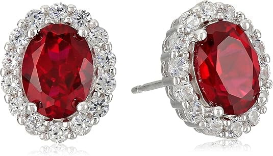 925 Classic Circle Inlaid Ruby Studs - Elegant July Birthstone Earrings, Ideal for Special ...