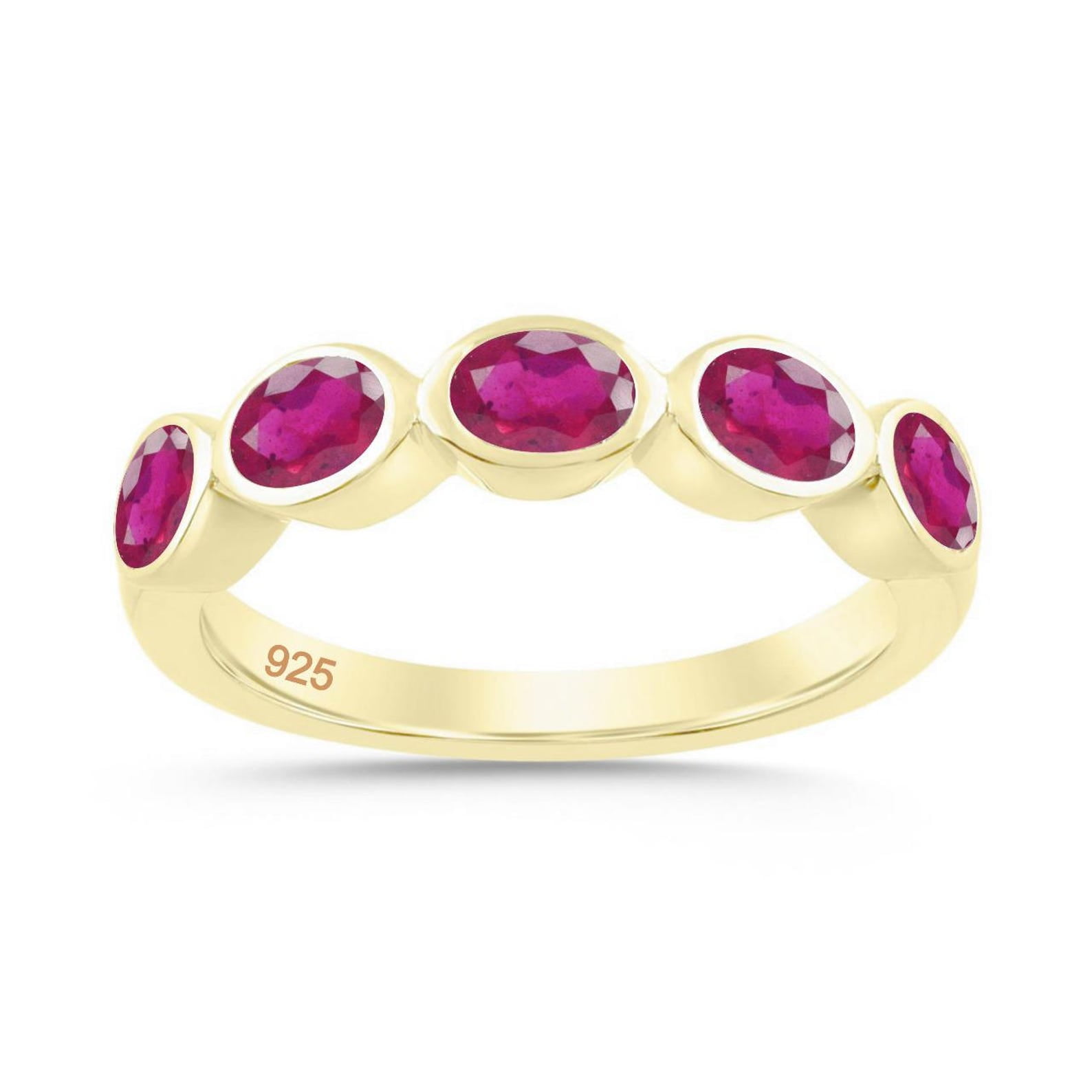 925 Lab Ruby Oval wedding band Ring,Lab Ruby Wedding ring,Five Stone ...