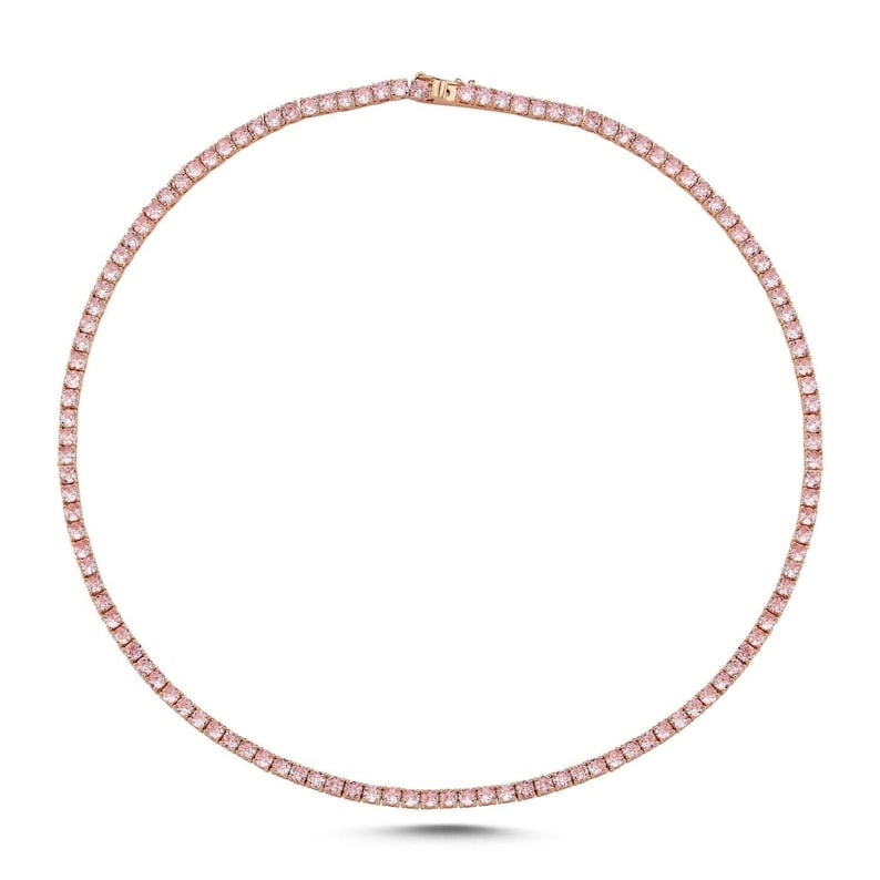 925 Pink sapphire tennis necklace in 14k 18k gold Plated , Natural 4mm ...