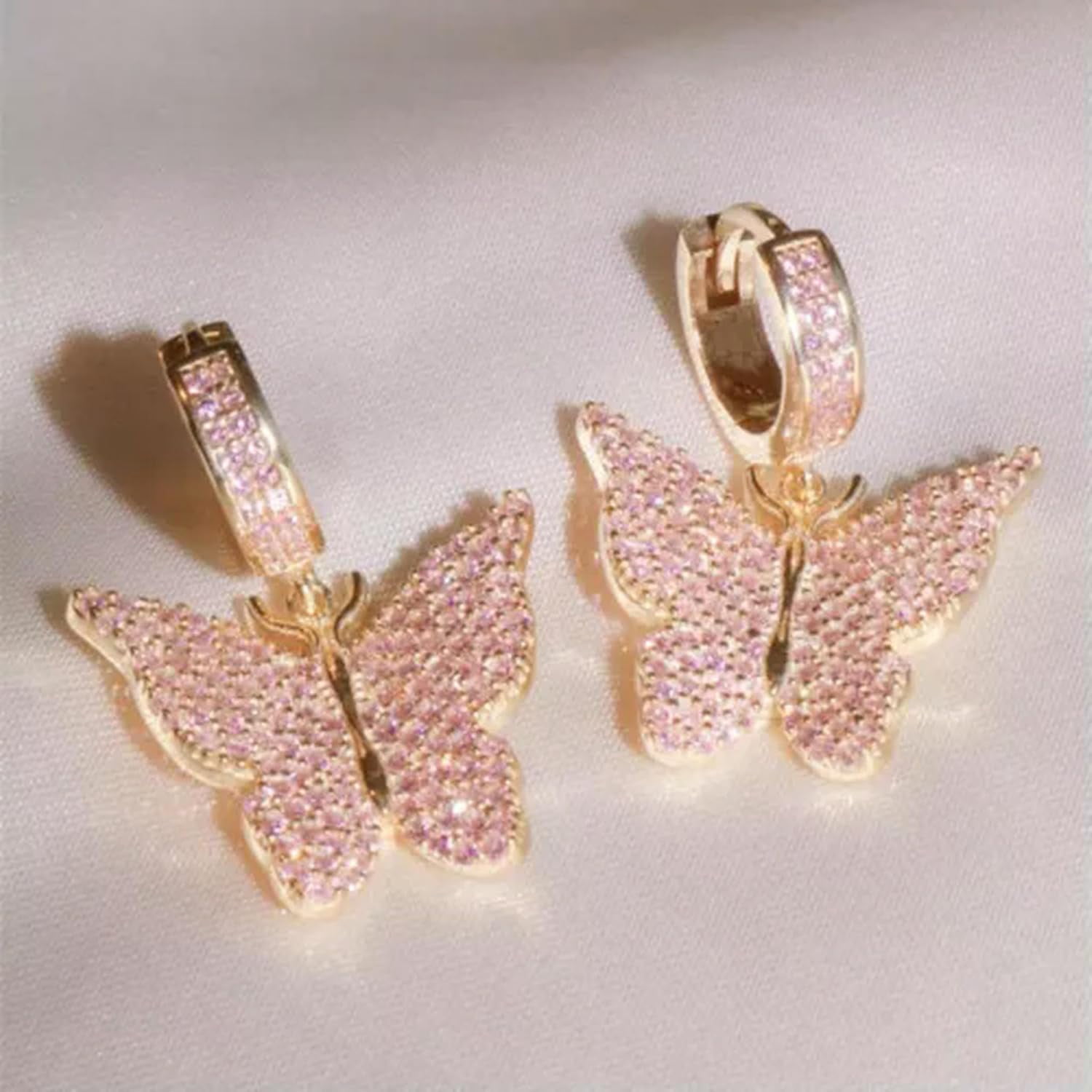 925 Quality Silver Filled,Gold Plated Drop Earrings Pretty Cubic Zircon ...