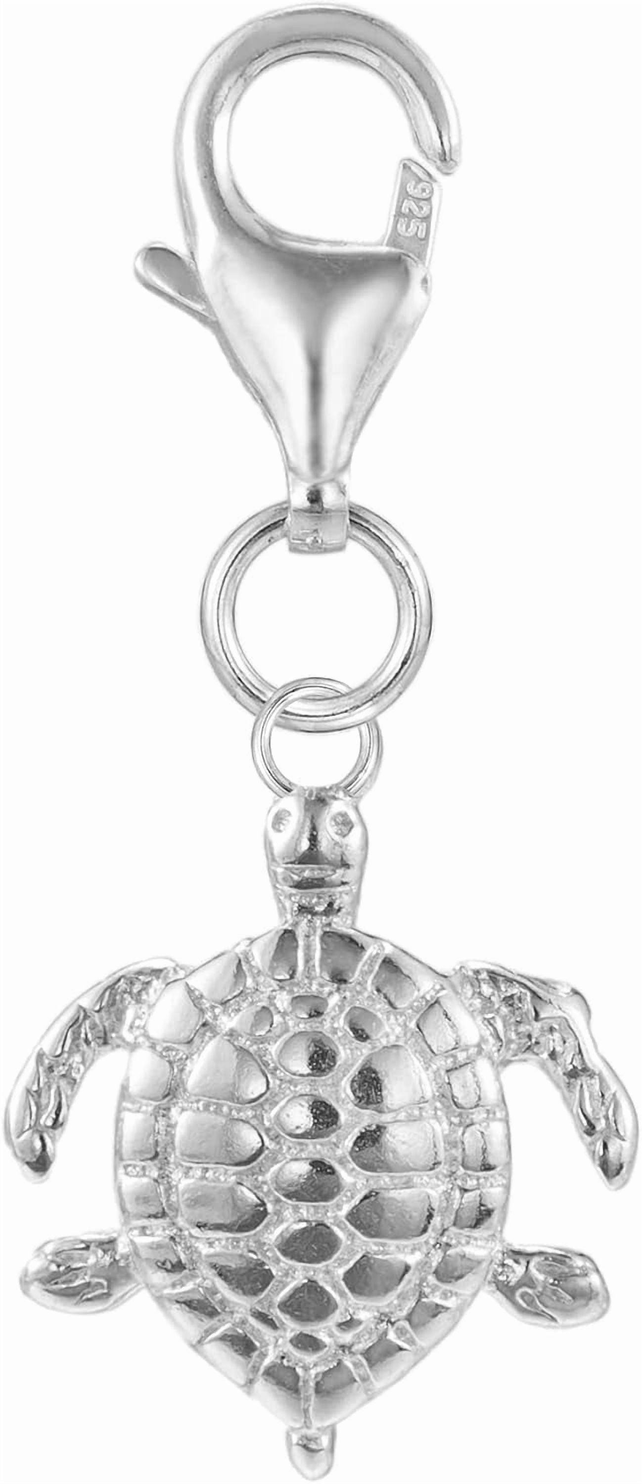 925 Quality Sterling Silver Miniature Turtle Clip-On Charm for Ocean ...