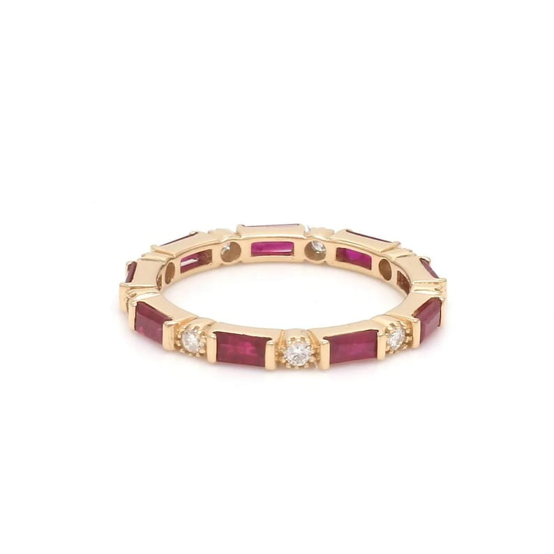 925 Ruby Eternity Ring, Ruby Eternity Ring, Diamond Eternity Band, Solid Gold Wedding Ring ...