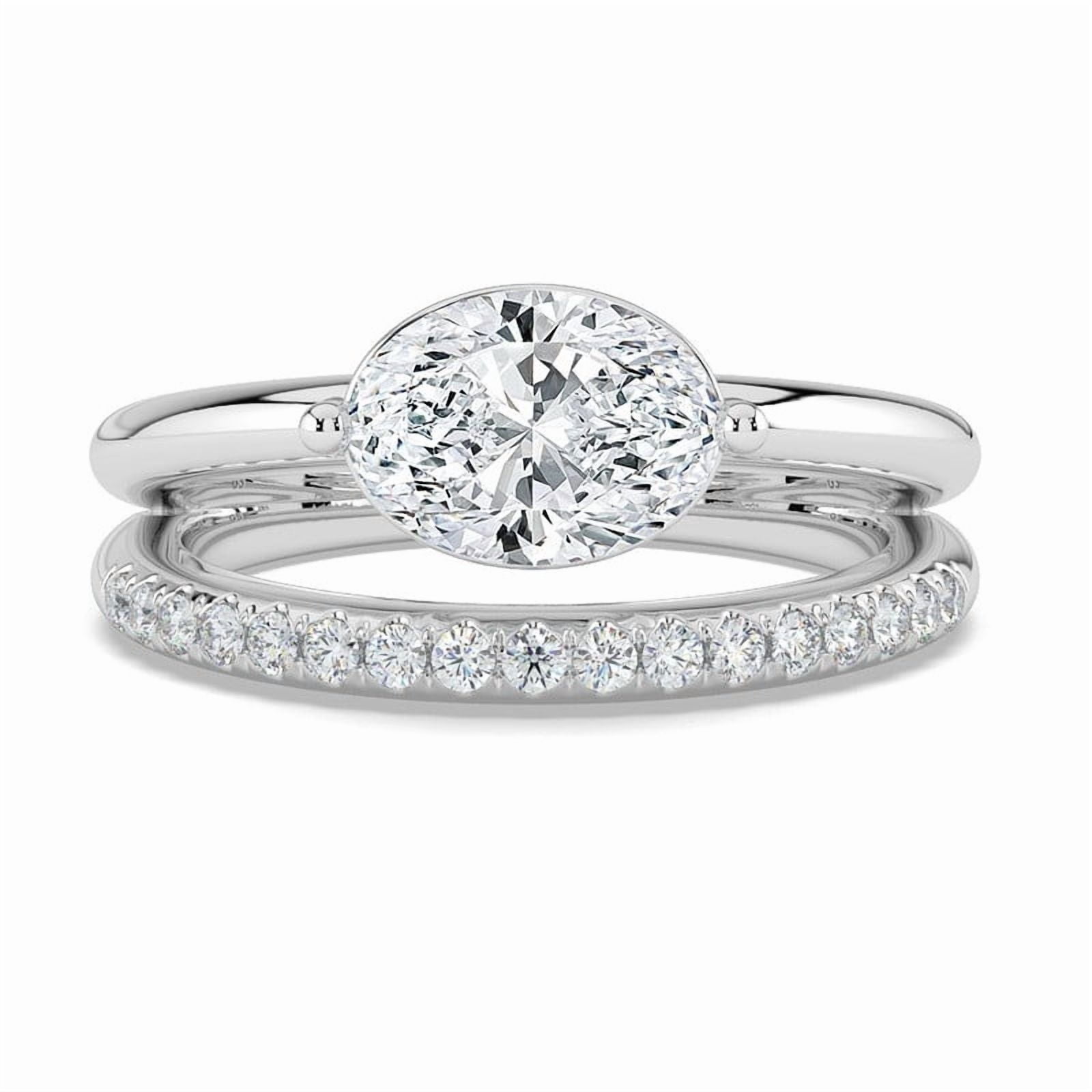 925 Silver 1.00CT Oval Cut Lab Grown Diamond Engagement Ring for Women ...