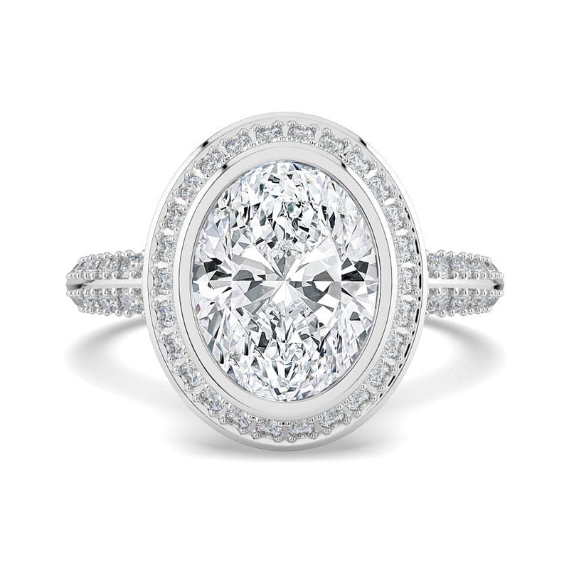 925 Silver 1.5CT Oval Cut Lab Grown Diamond Engagement Ring for Women ...