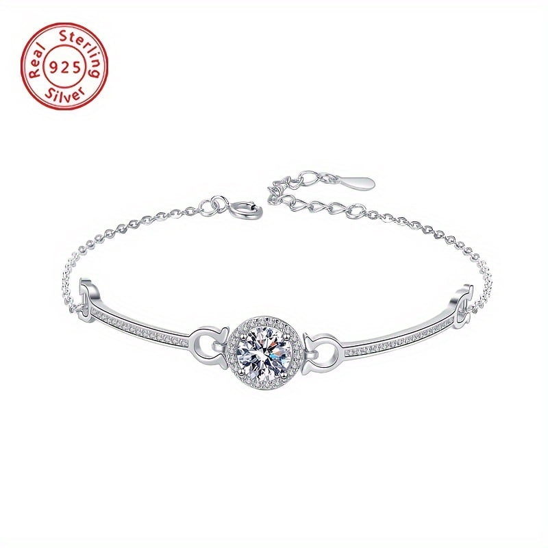 925 Silver 1-Carat Moissanite Luxury Versatile Bracelet for Women ...