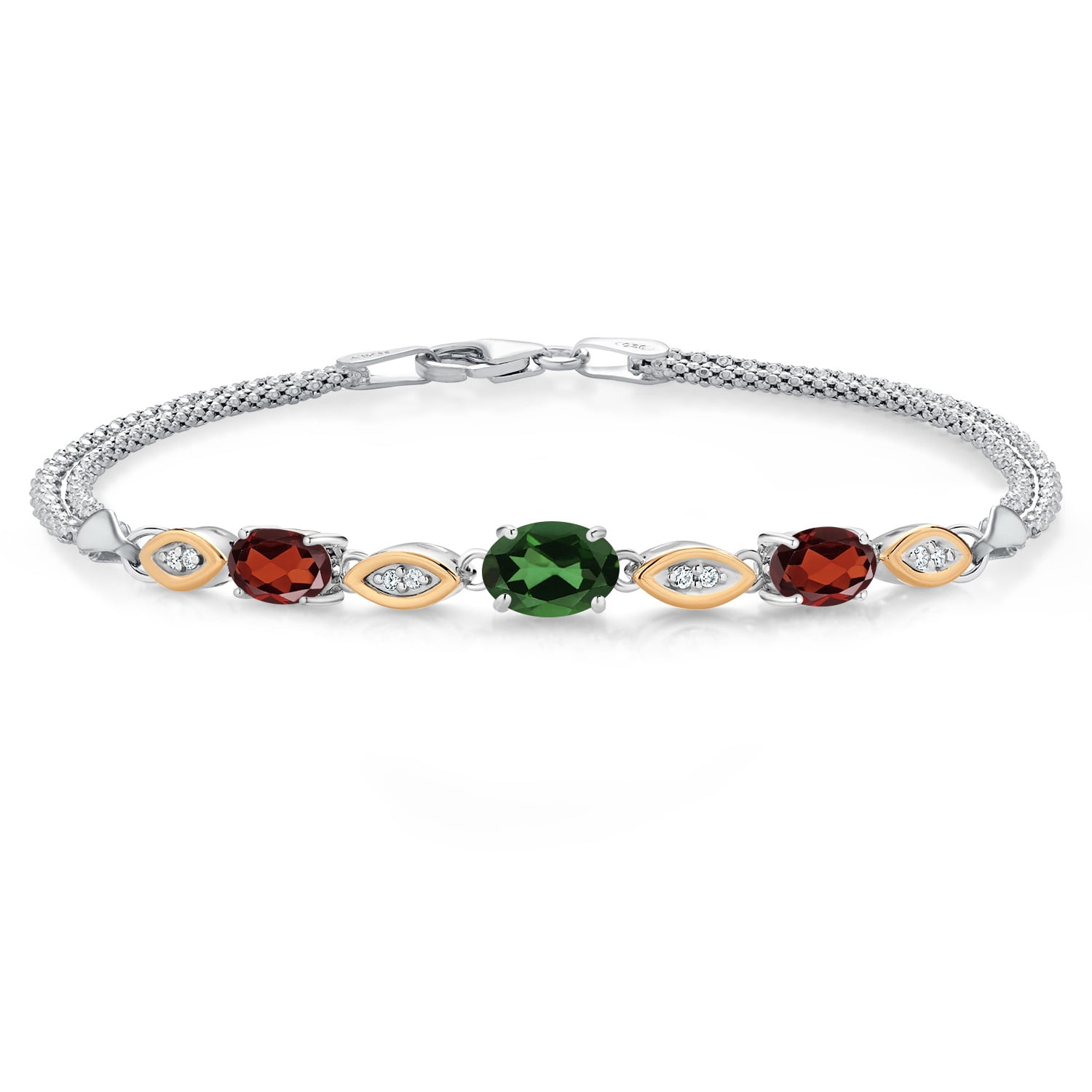 925 Silver and 10K Yellow Gold Emerald Envy Mystic Topaz and Red Garnet ...