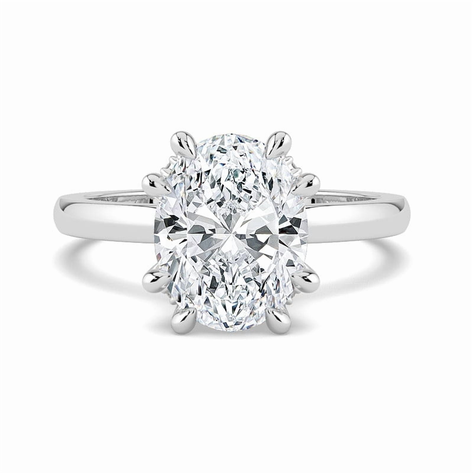 925 Silver 2CT Oval Cut Lab Grown Diamond Engagement Ring for Women ...