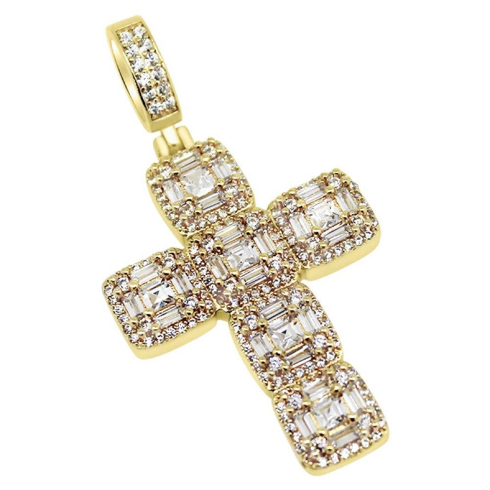 .925 Silver Asscher Cut Cluster CZ Cross - Walmart.com