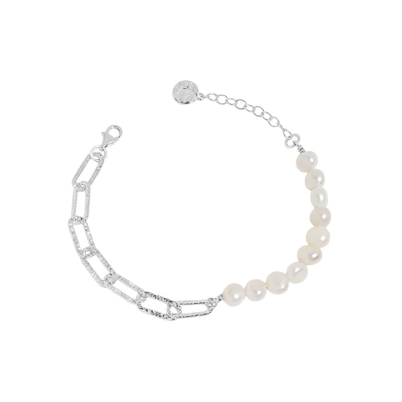 925 Silver Baroque Pearl Bracelet, Sterling Silver Chain Bracelet ...