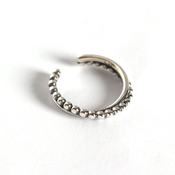 925 Silver Bead Line Adjustable Ring, Sterling Silver Open Ring ...