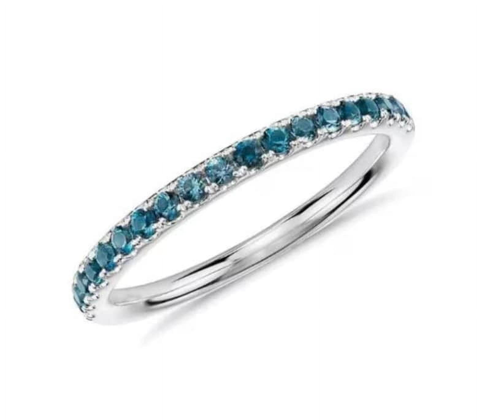 925 Silver Blue Topaz Wedding Band With 14K gold plating Women full ...