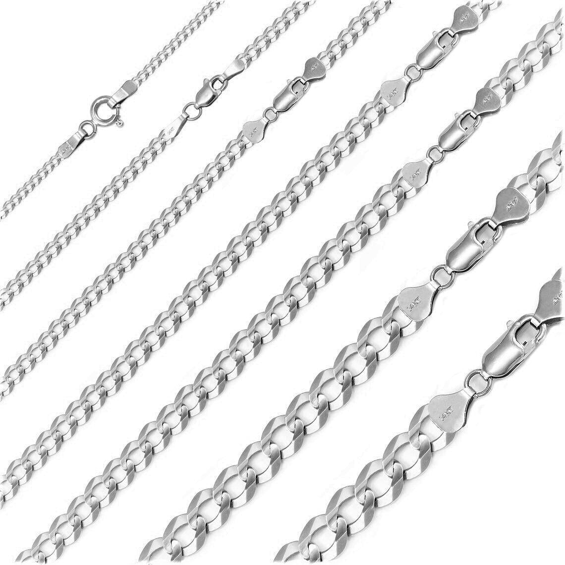 925 Silver Cuban Curb Necklace Chains for Men and Women 925 Sterling ...