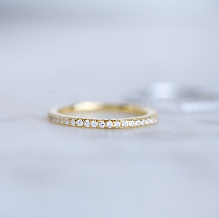 925 Silver Dainty Diamond Stacking Eternity Ring Gold Minimalist Ring ...