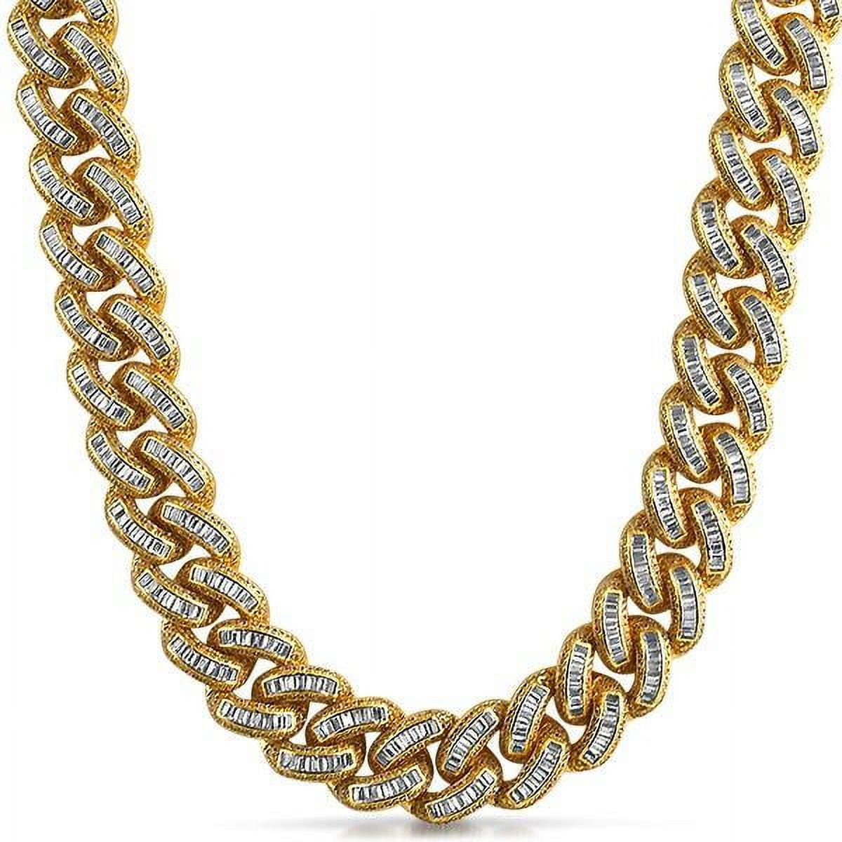 .925 Silver Gold Baguette CZ Bling Bling Chain - Walmart.com